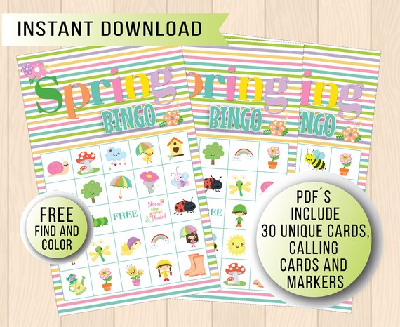 Spring Bingo Game for Kids Printable Spring Educational Game | Etsy