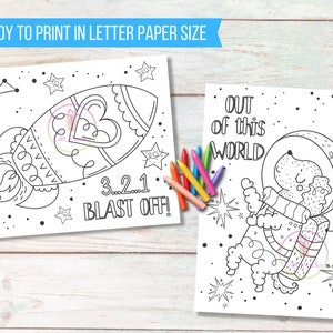 Printable Space Coloring Pages for Kids, Astronaut Party Activity ...