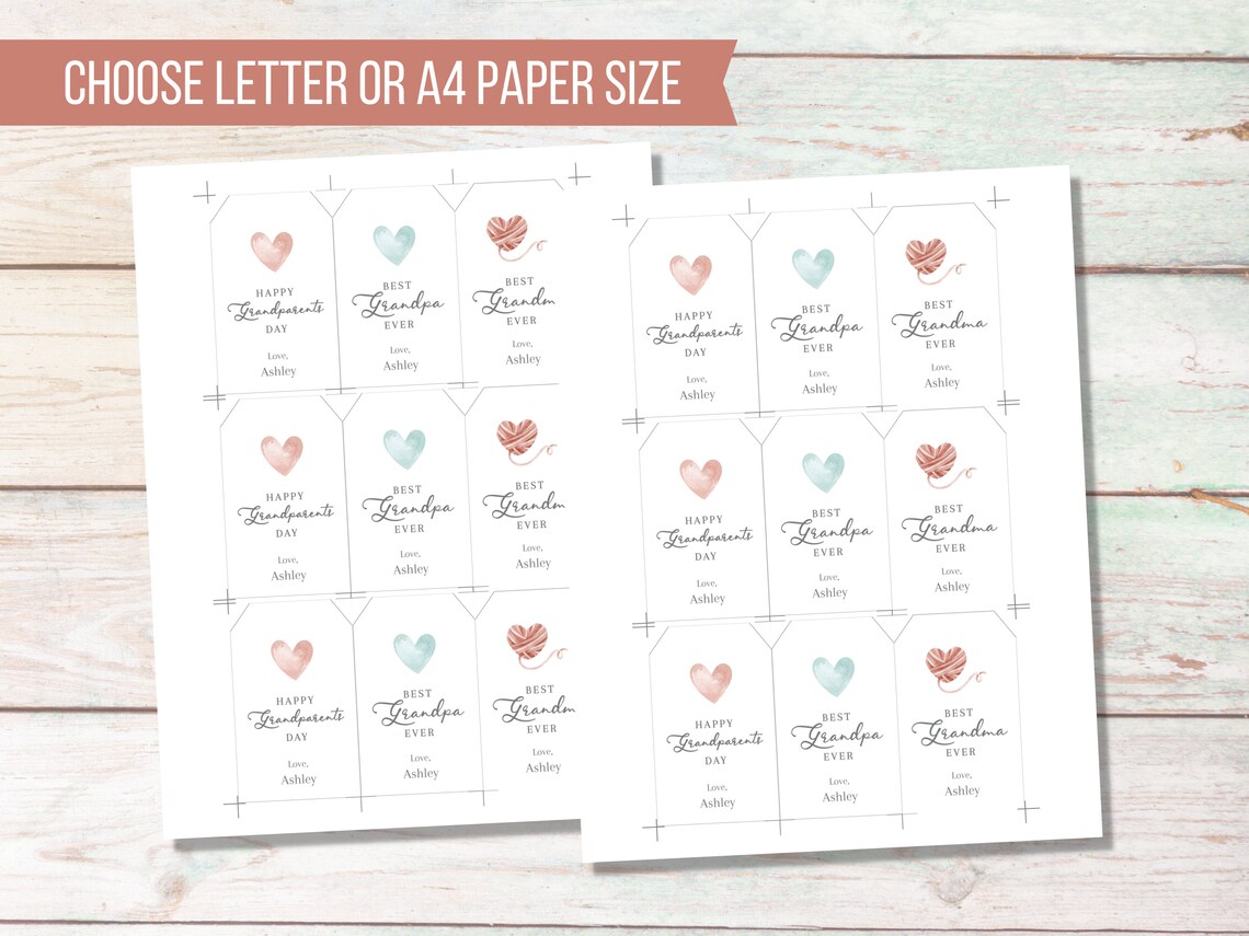 Grandparents Day Editable Gift Tags Best Grandpa Ever Favor | Etsy