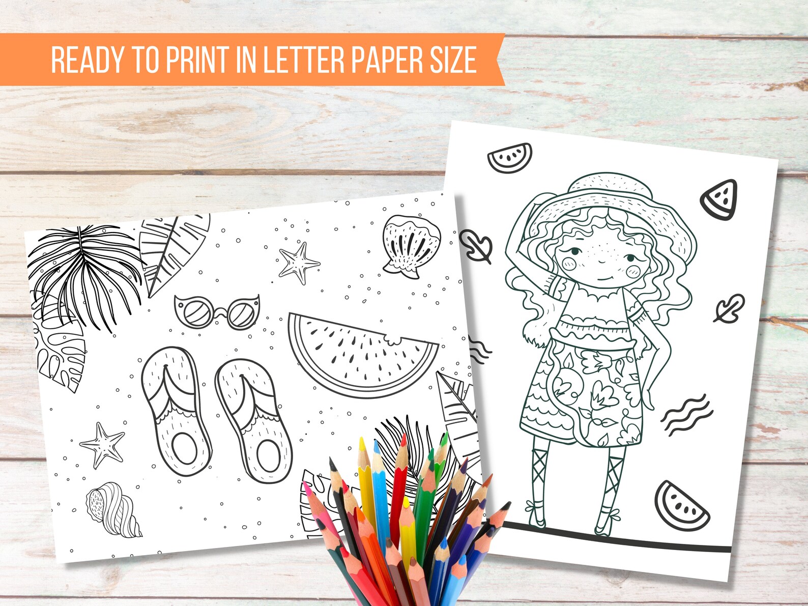 Summer Coloring Page Printable Summer Kids Activity Pages | Etsy