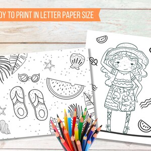 Summer Coloring Page Printable Summer Kids Activity Pages | Etsy