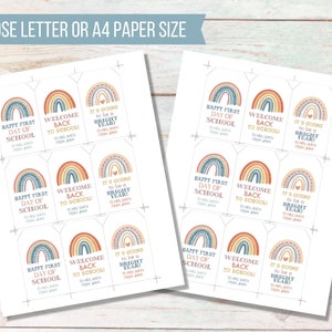 Back to School Rainbow Editable Gift Tags, 1st Day of School Favor Tag ...