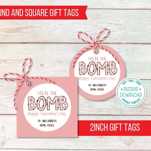 Happy Valentines Day Printable Gift Tags, You're the Bomb Tags for ...