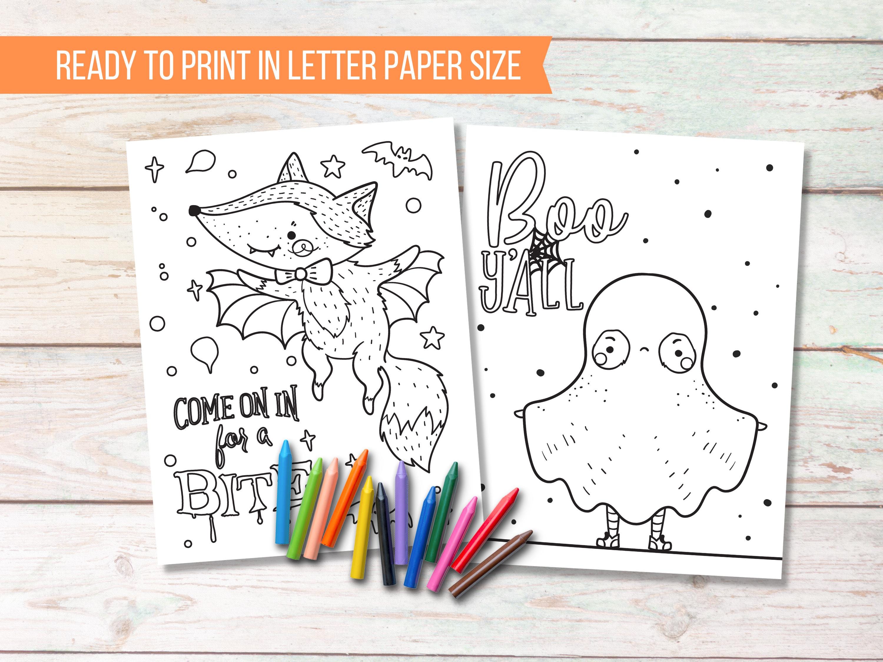 Cute Halloween Coloring Pages for Kids, Fall Coloring Sheets, Printable ...