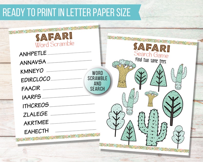 Safari Animals Party Games Kids, African Animals Kids Activity Packs ...