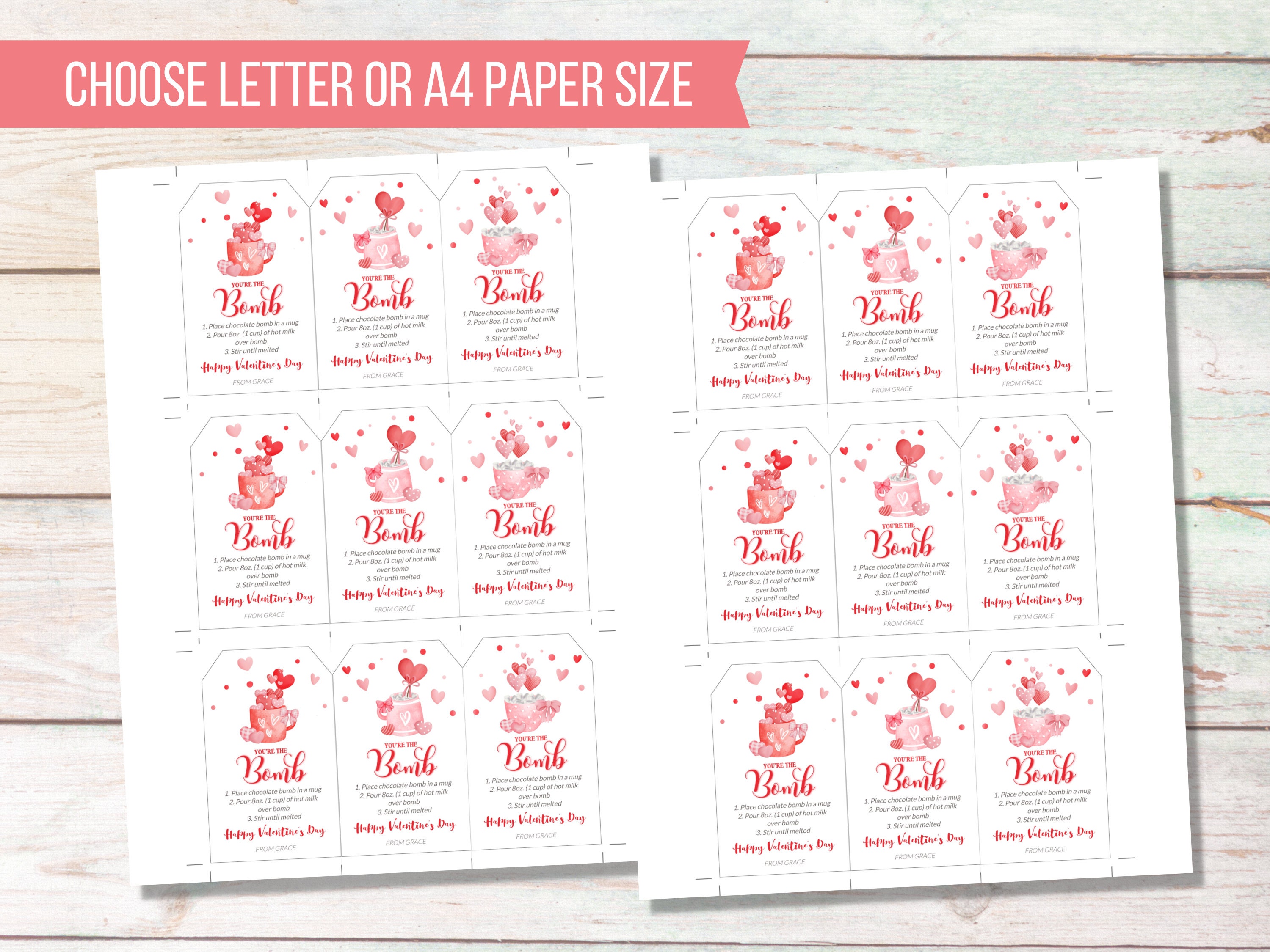 Editable Valentine You're the Bomb Printable Gift Tags | Etsy