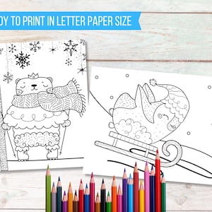 Winter Woodland Animal Coloring Page, Printable Winter Forest Animals ...