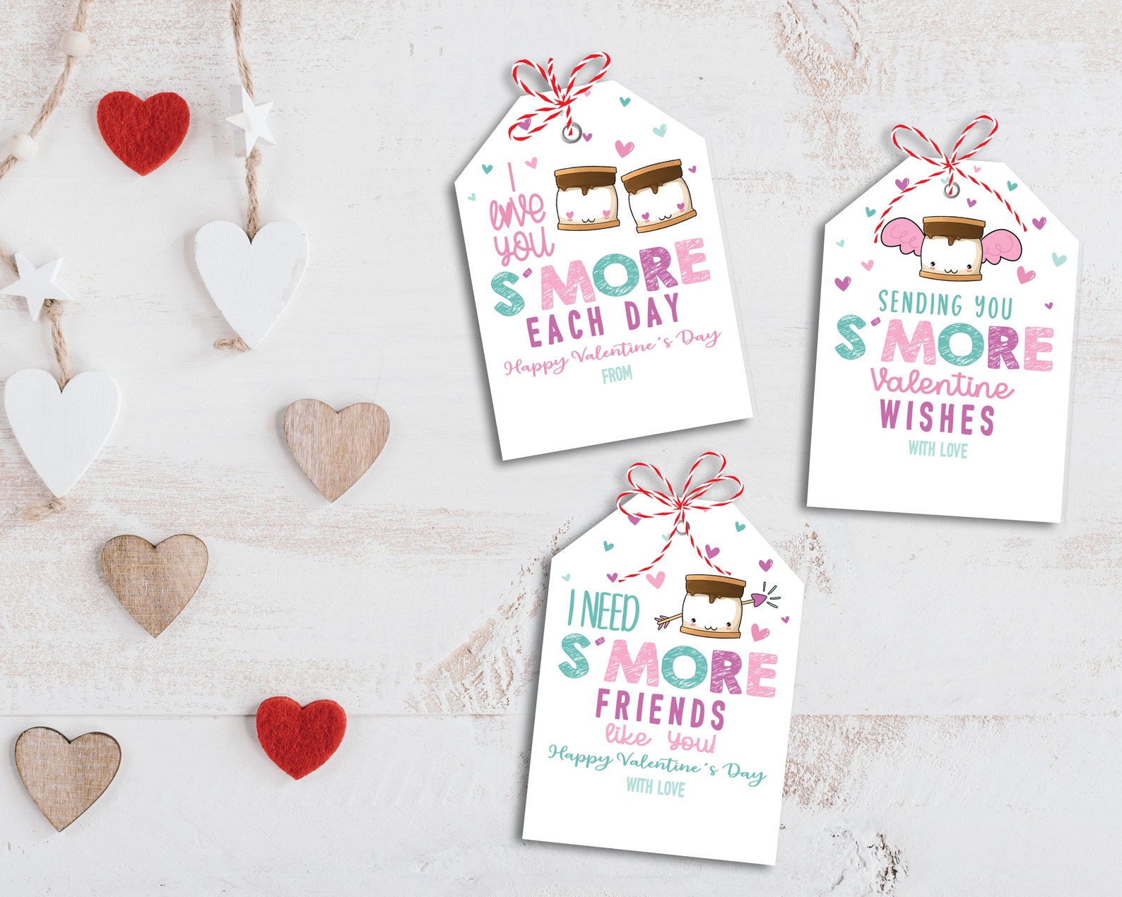 Valentine Day Tags S'more Tag Printable Valentine Favor | Etsy