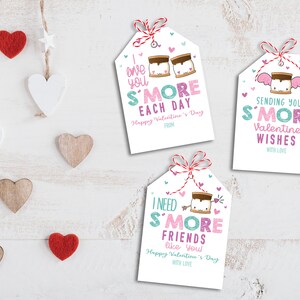 Valentine Day Tags, Smore Tag Printable, Valentine Favor Tags, Smores ...