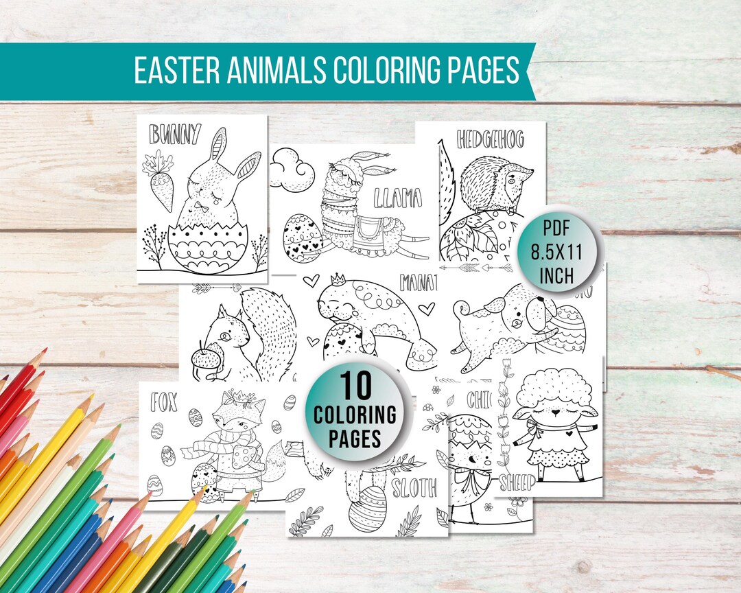 Printable Easter Coloring Pages, Kids Activity Pages, Digital Download ...