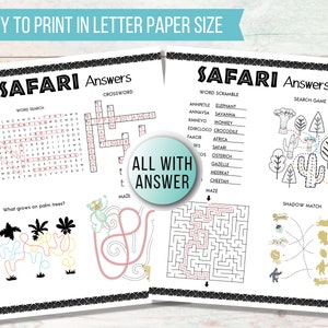 Safari Animals Party Games Kids, African Animals Kids Activity Packs ...