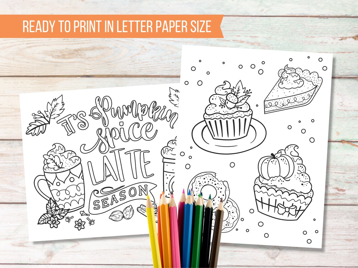 Printable Autumn Kids Coloring Sheets Pumpkin Spice Season - Etsy