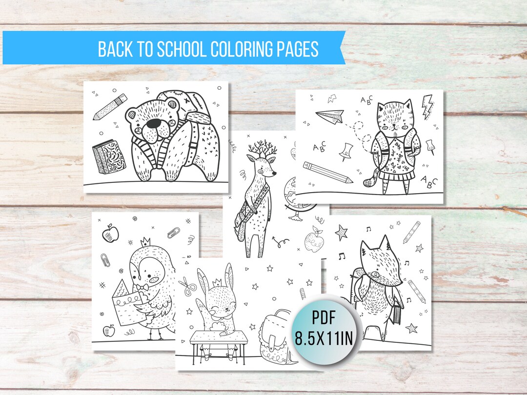 Back to School Kids Coloring Pages, Kids Animal Activity, Woodland ...