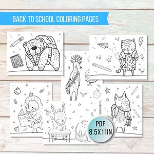 Back to School Kids Coloring Pages, Kids Animal Activity, Woodland ...
