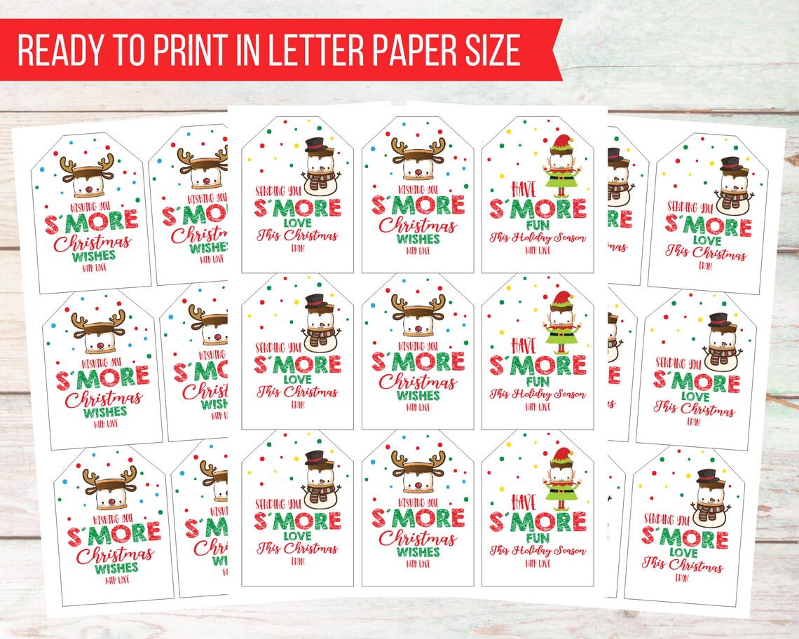 Christmas Smore Tag Printable Holiday Smore Tags | Etsy