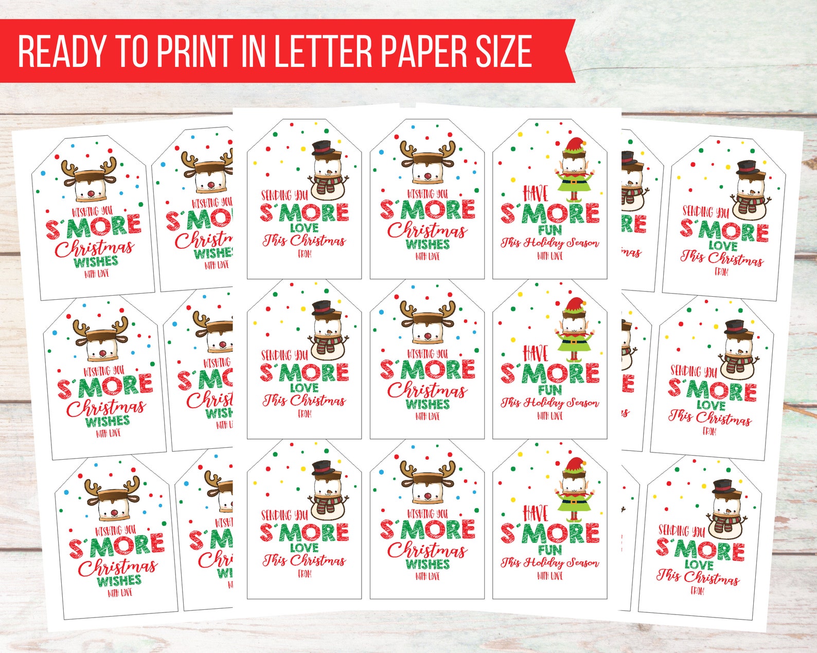 Christmas Smore Tag Printable Holiday Smore Tags - Etsy