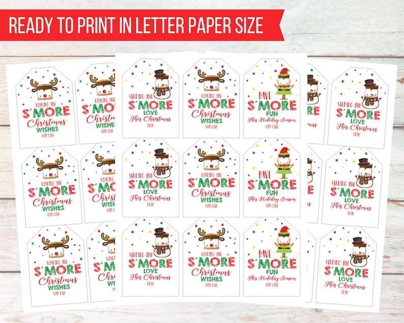 Christmas Smore Tag Printable Holiday Smore Tags - Etsy