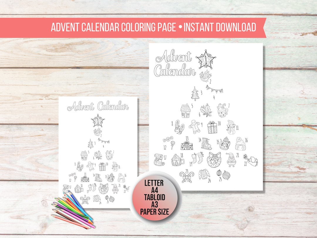 Christmas Countdown Printable Coloring Page, Advent Calendar, Kids ...