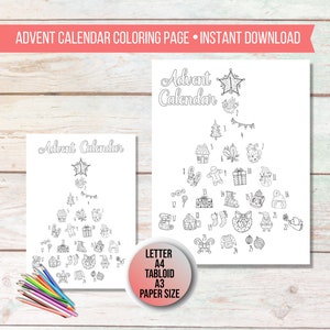 Christmas Countdown Printable Coloring Page, Advent Calendar, Kids ...