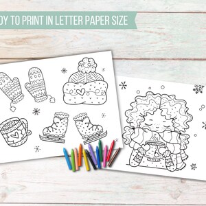 Winter Girls Kids Coloring Pages, Printable Winter Kids Coloring Sheets ...