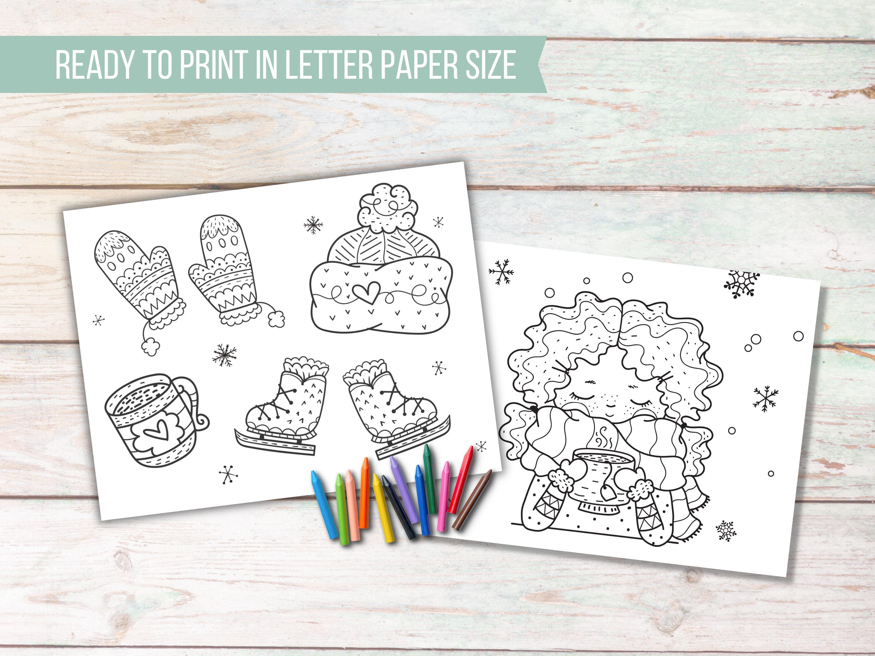 Winter Girls Kids Coloring Pages, Printable Winter Kids Coloring Sheets ...