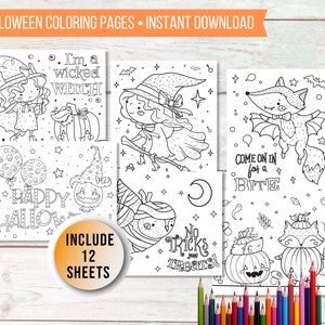 Halloween Kids Coloring Pages Printable Halloween Witch - Etsy