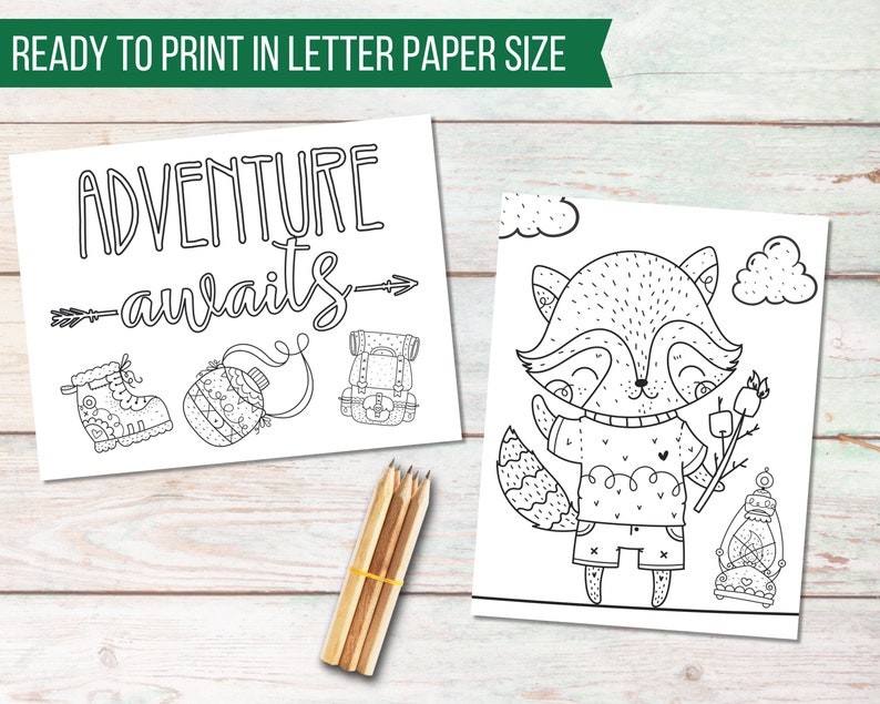 Printable Camping Coloring Pages Kids Camping Party Coloring - Etsy