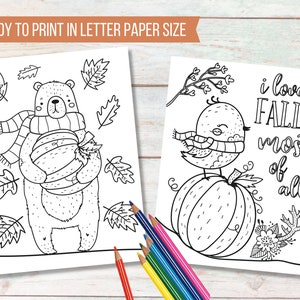 Autumn Coloring Pages for Kids, Printable Fall Classroom Activity, Kids ...