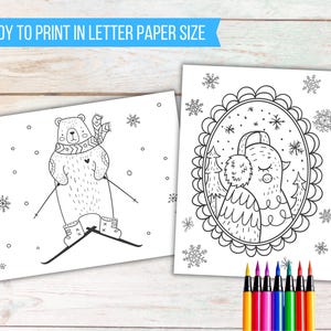 Winter Woodland Animal Coloring Page, Printable Winter Forest Animals ...