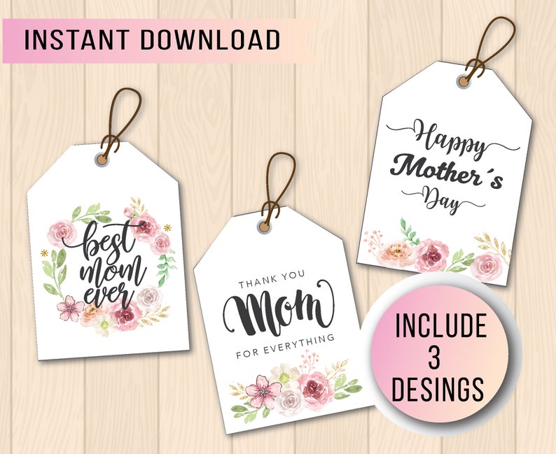 Happy Mothers Day Printable Gift Tags Mothers Day Gift Tag | Etsy