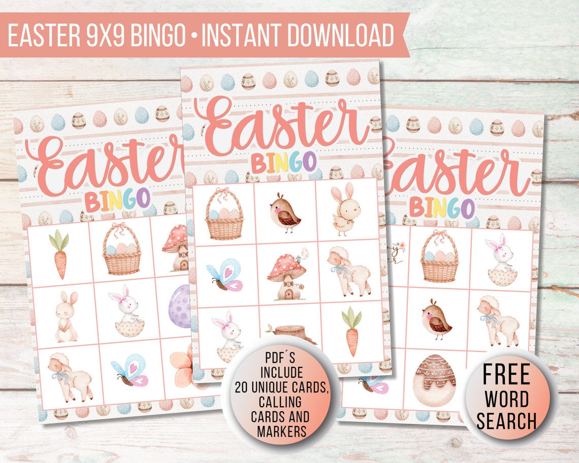 Easter Bingo Printable Game Easter Funny Family Party Games - Etsy