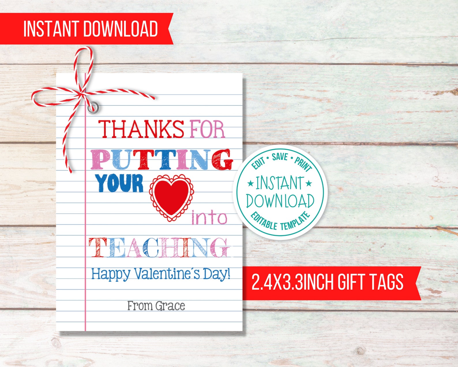 Valentine Gift Tags Happy Valentines Day Cookie Tag Teacher - Etsy