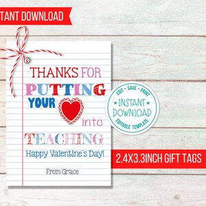 Valentine Gift Tags Happy Valentines Day Cookie Tag Teacher - Etsy