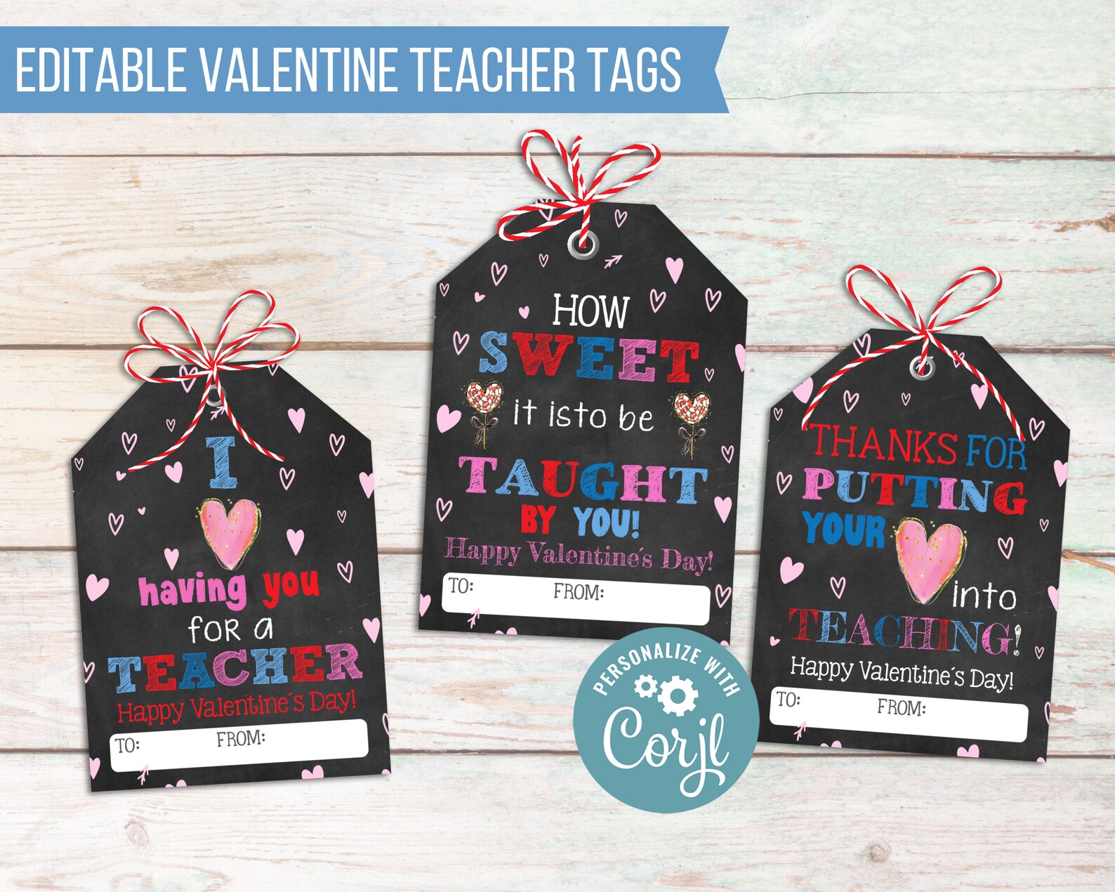 Valentine Gift Tags Happy Valentines Day Cookie Tag Teacher - Etsy
