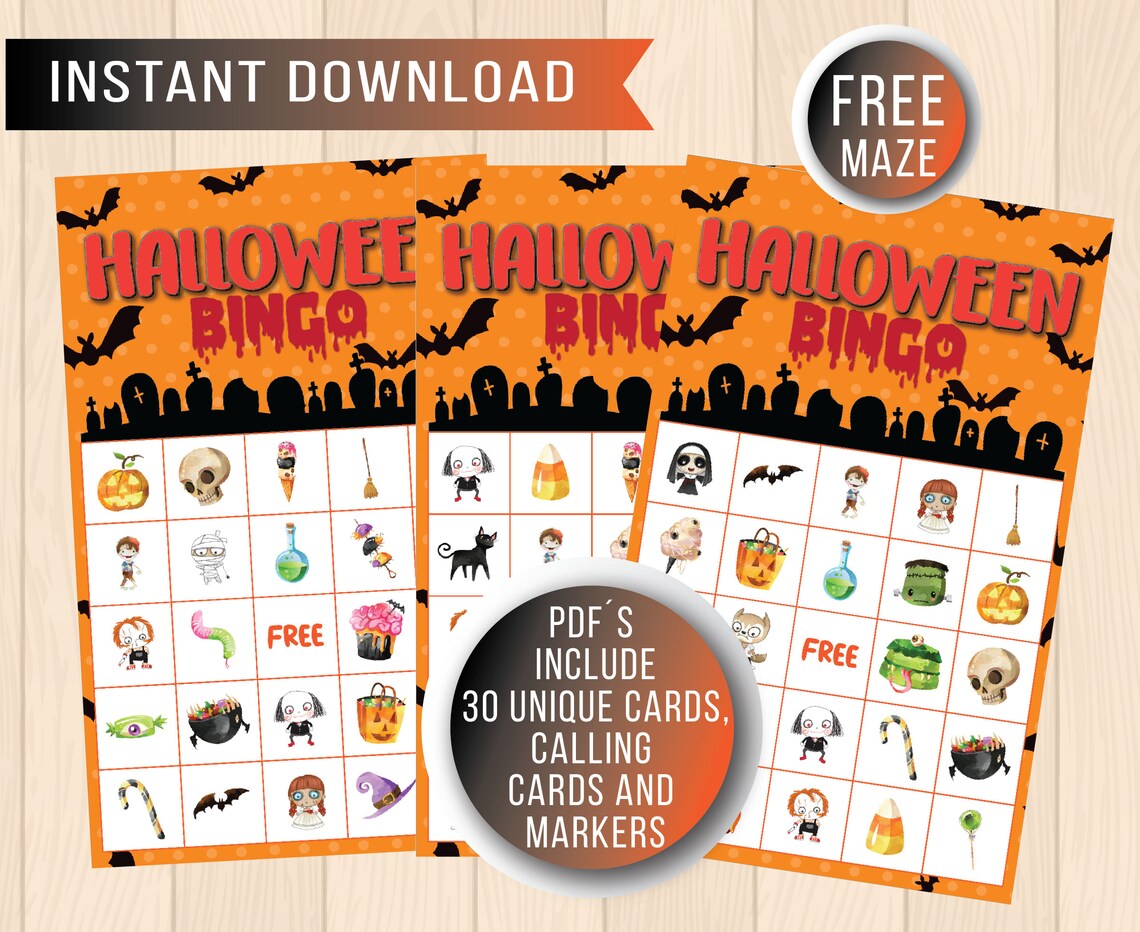 Halloween Bingo Printable Party Game 30 Players - Etsy