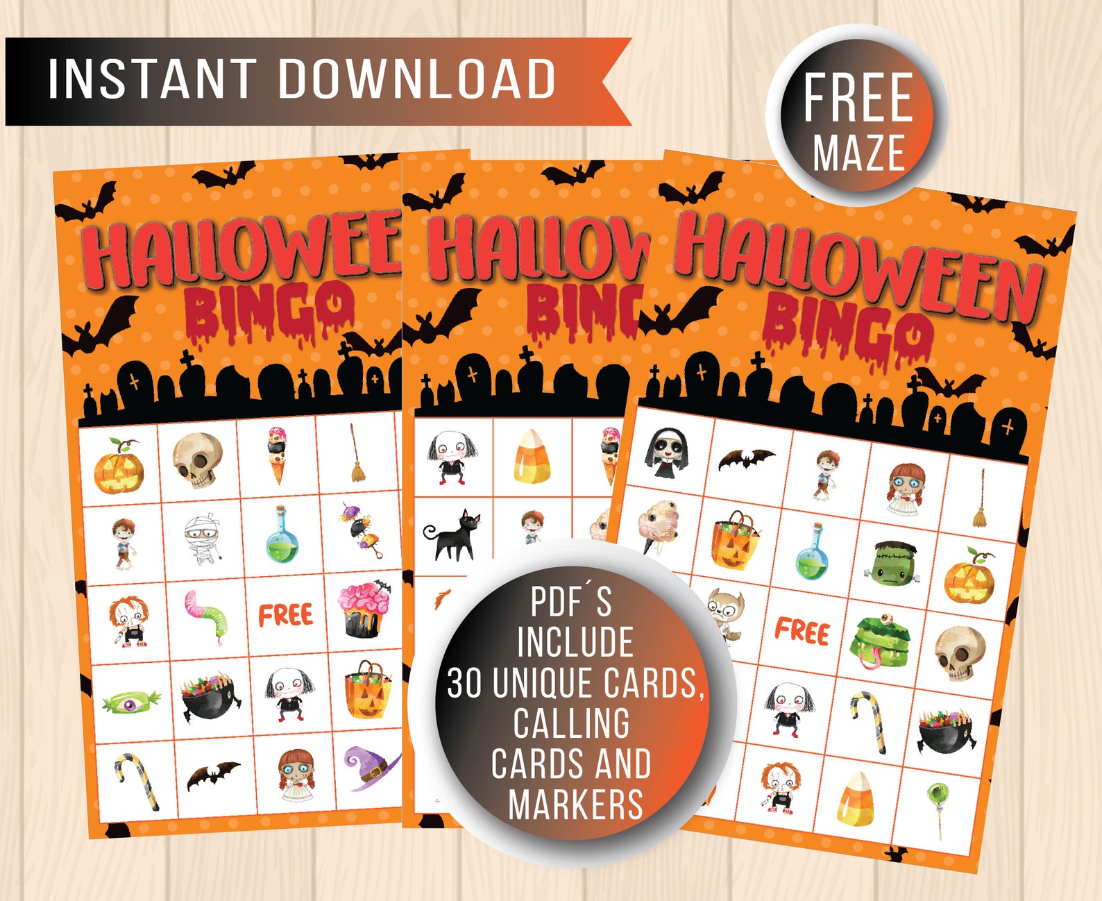 Halloween Bingo Printable Party Game 30 Players - Etsy