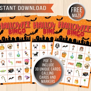 Halloween Bingo Printable Party Game 30 Players | Etsy