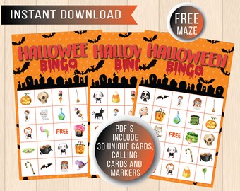 Printable Halloween Bingo Game for Kids Halloween Party Game | Etsy