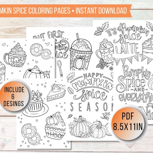 Printable Autumn Kids Coloring Sheets Pumpkin Spice Season - Etsy