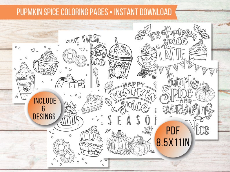 Printable Autumn Kids Coloring Sheets Pumpkin Spice Season - Etsy