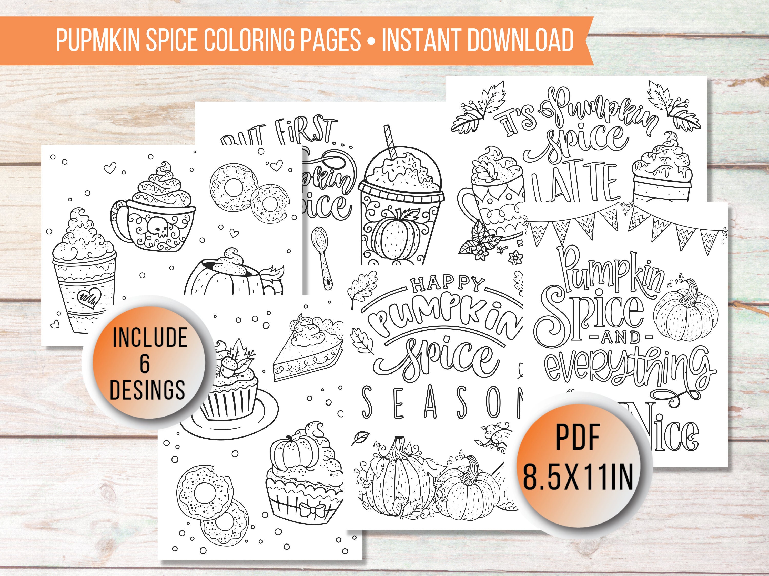 Printable Autumn Kids Coloring Sheets Pumpkin Spice Season - Etsy
