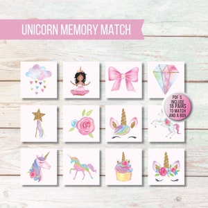 Unicorn Memory Matching Game Printable, Unicorn Flashcards for Kids ...