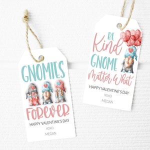 Happy Valentines Day Printable Gift Tag, Gnomes Valentine Personalized ...