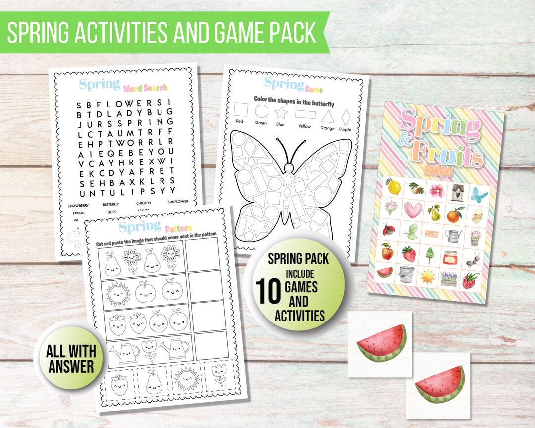 Spring Printable Game Bundle, Printable Bundle Activity Pack, Word ...