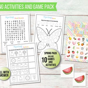 Spring Printable Game Bundle, Printable Bundle Activity Pack, Word ...