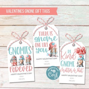 Happy Valentines Day Printable Gift Tag, Gnomes Valentine Personalized ...