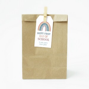 Back to School Rainbow Editable Gift Tags, 1st Day of School Favor Tag ...