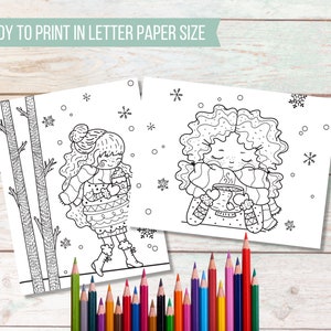 Winter Girls Kids Coloring Pages, Printable Winter Kids Coloring Sheets ...
