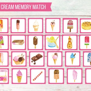 Printable Summer Ice Cream Memory Game for Kids, Fun Educational ...