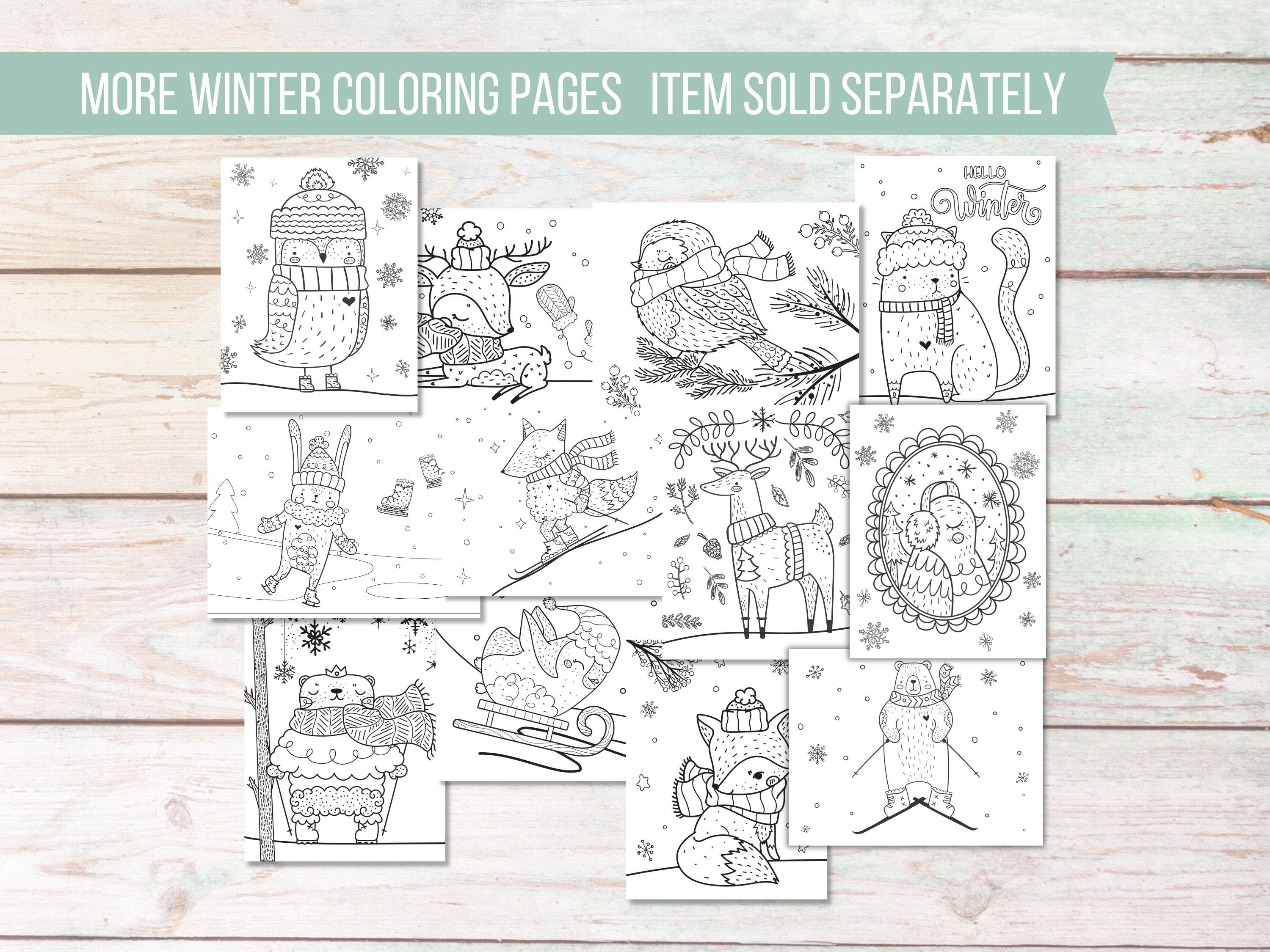 Winter Girls Kids Coloring Pages, Printable Winter Kids Coloring Sheets ...